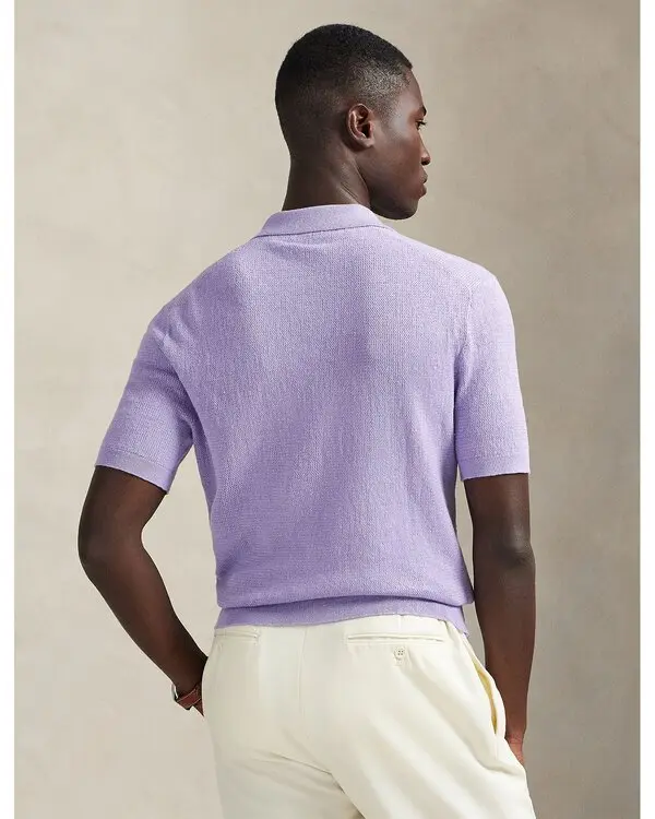 Polo Ralph Lauren Textured Stretch Linen Blend Polo - Purple