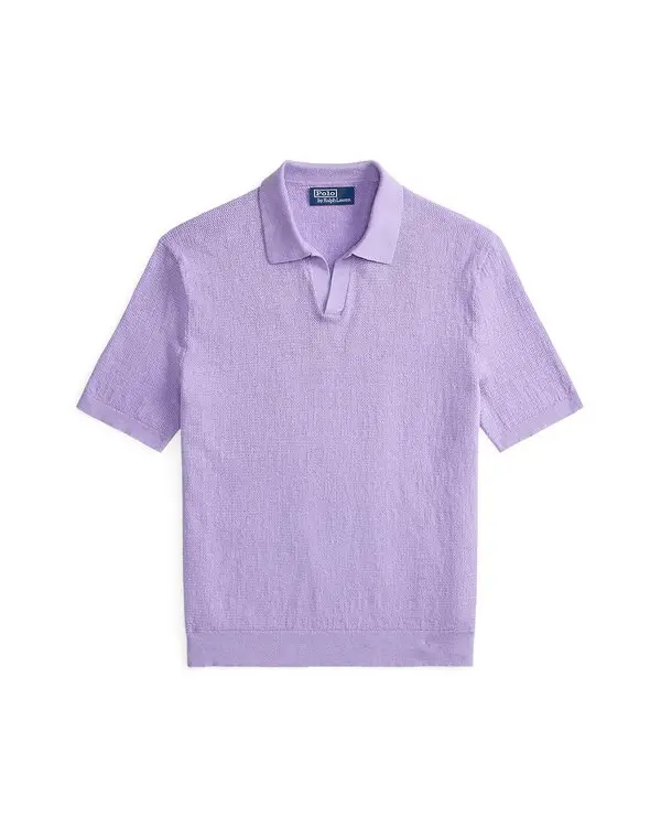 Polo Ralph Lauren Textured Stretch Linen Blend Polo - Purple
