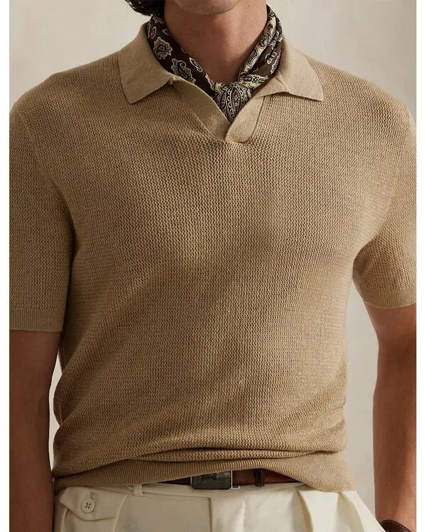 Polo Ralph Lauren Textured Stretch Linen Blend Polo