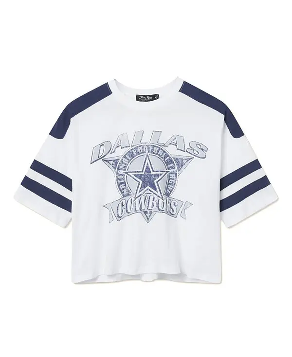Junk Food Clothing Nfl Dallas Cowboys Striped Crop Tee - White
