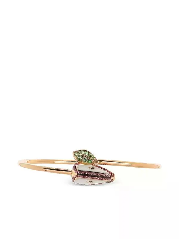 FULLORD Diamond, Sapphire And Tsavorite Leaf Bracelet - Gold