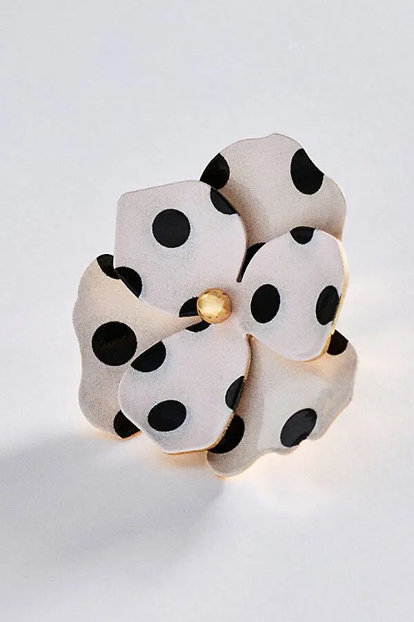 Maeve Floral Polka Dot Stud Earrings - White