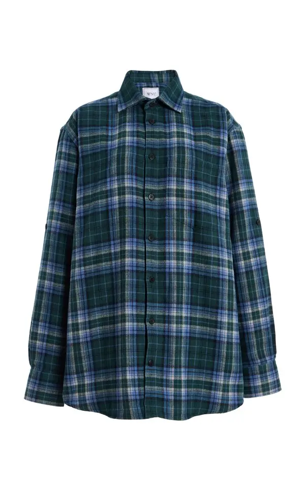 WITH NOTHING UNDERNEATH Oversized Checked Cotton Shirt