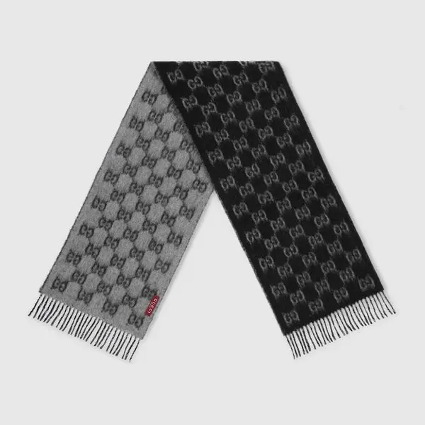 Gucci Gg Alpaca Wool Scarf Wool - Black