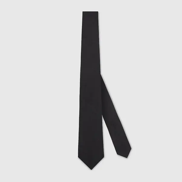 Gucci Gg Silk Cotton Tie - Black