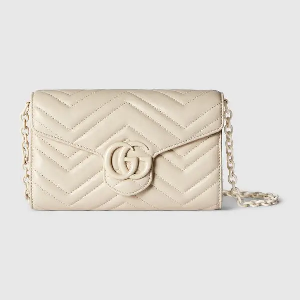 Gucci Gg Marmont Wallet On Chain Leather - White