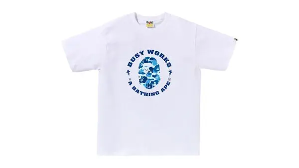 A BATHING APE Abc Camo Busy Works Sta Tee Shirt - White/blue