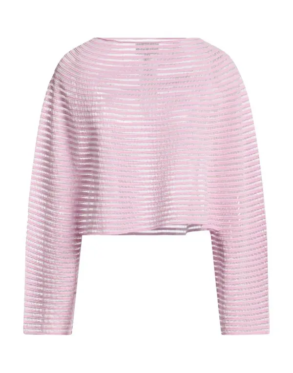 Emporio Armani Striped Cropped Sweater - Pink