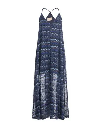 KAOS Midi Flared Knit Dress - Blue