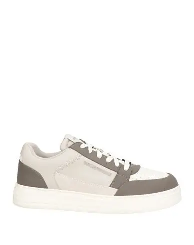 Emporio Armani Low-top Sneakers In Leather And Textile Fibers - Grey