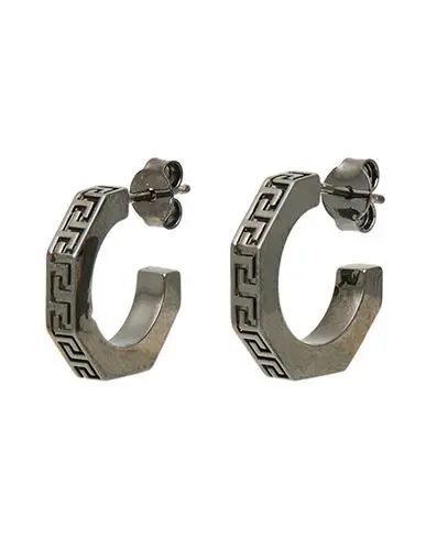 Versace Greca Stud Earrings - Gunmetal