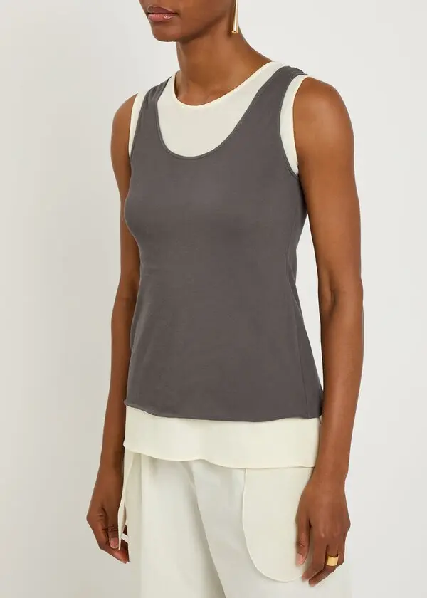 VORANIDA Layered-effect Cotton Tank Top - Grey