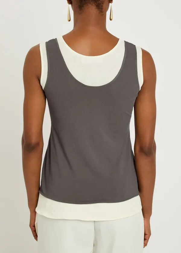 VORANIDA Layered-effect Cotton Tank Top - Grey