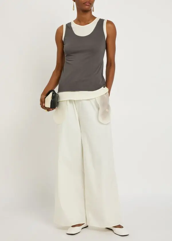 VORANIDA Layered-effect Cotton Tank Top - Grey