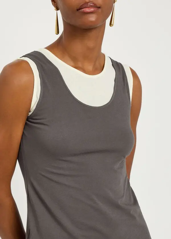VORANIDA Layered-effect Cotton Tank Top - Grey