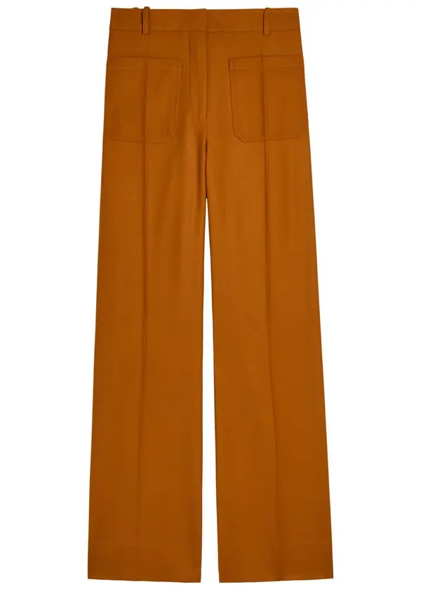 Victoria Beckham Alina Flared-leg Twill Trousers - Bronze