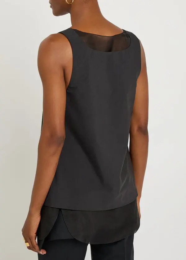 VORANIDA Kaia Layered Cotton-poplin Top - Black