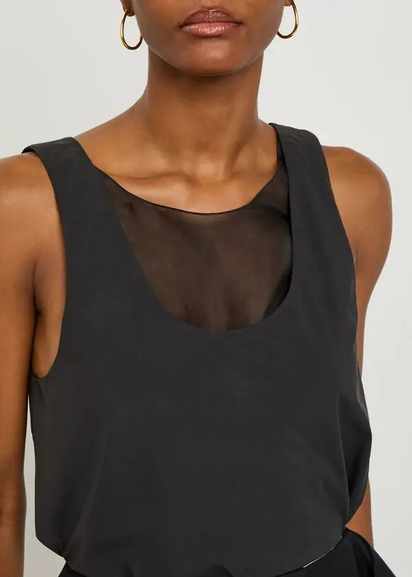 VORANIDA Kaia Layered Cotton-poplin Top - Black