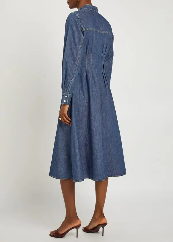 Veronica Beard Arcadia Pintuck Denim Midi Dress