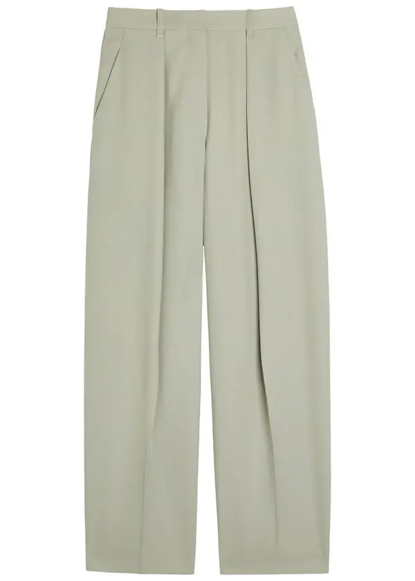 Victoria Beckham Wide-leg Woven Trousers - Sage