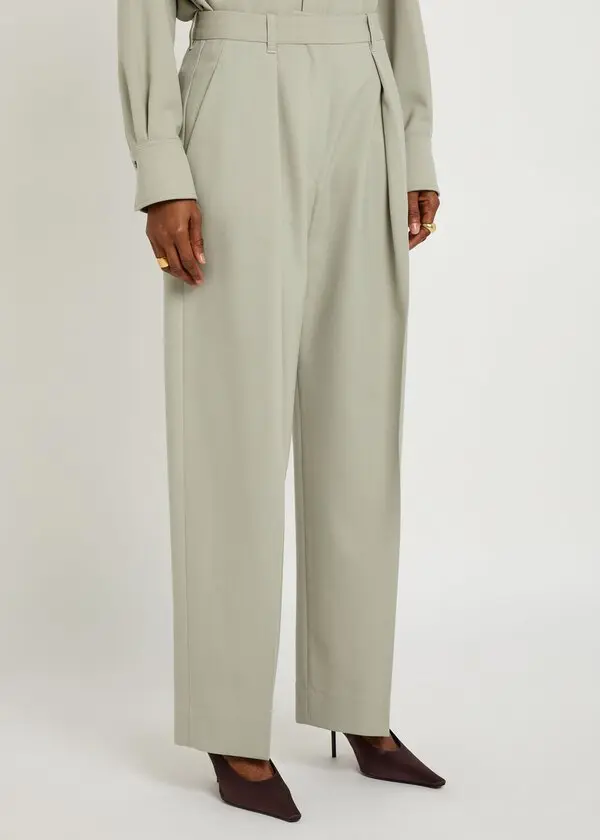 Victoria Beckham Wide-leg Woven Trousers - Sage