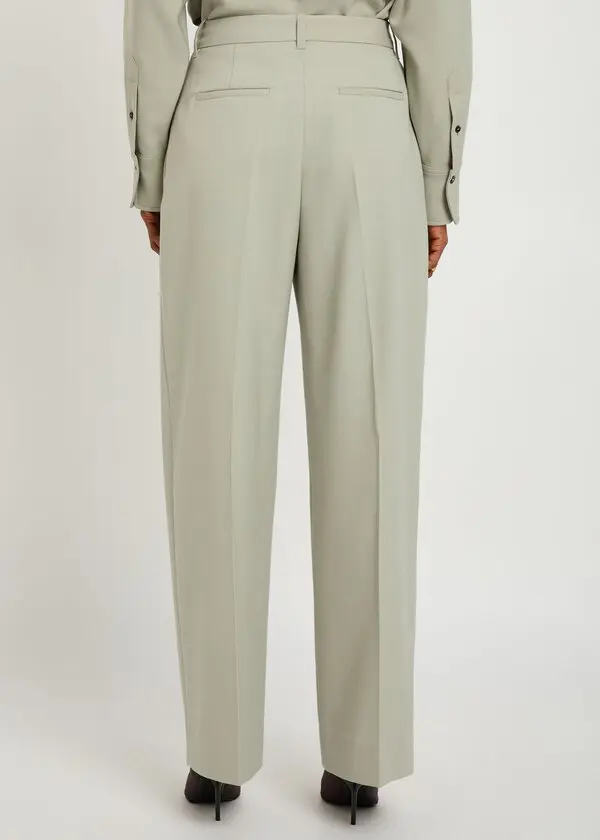 Victoria Beckham Wide-leg Woven Trousers - Sage