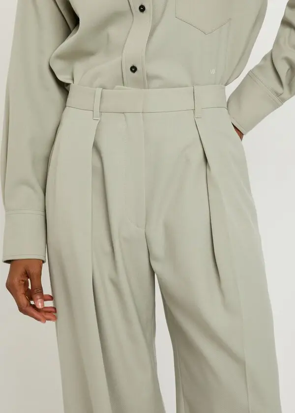 Victoria Beckham Wide-leg Woven Trousers - Sage