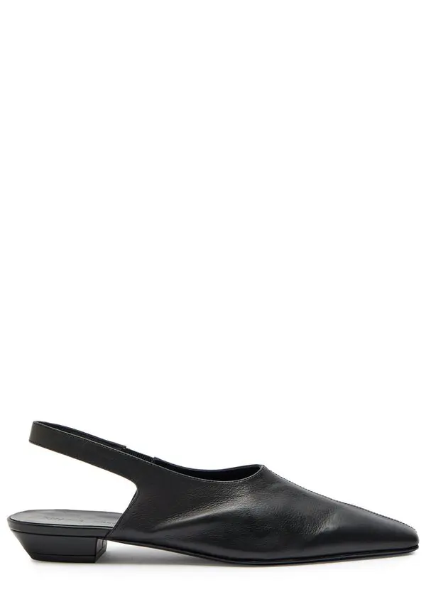 Khaite Cecilia Grained Leather Slingback Flats - Black