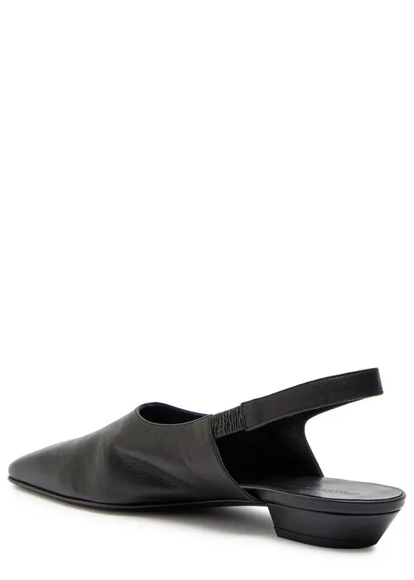 Khaite Cecilia Grained Leather Slingback Flats - Black