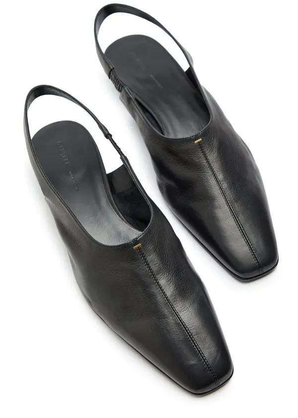 Khaite Cecilia Grained Leather Slingback Flats - Black
