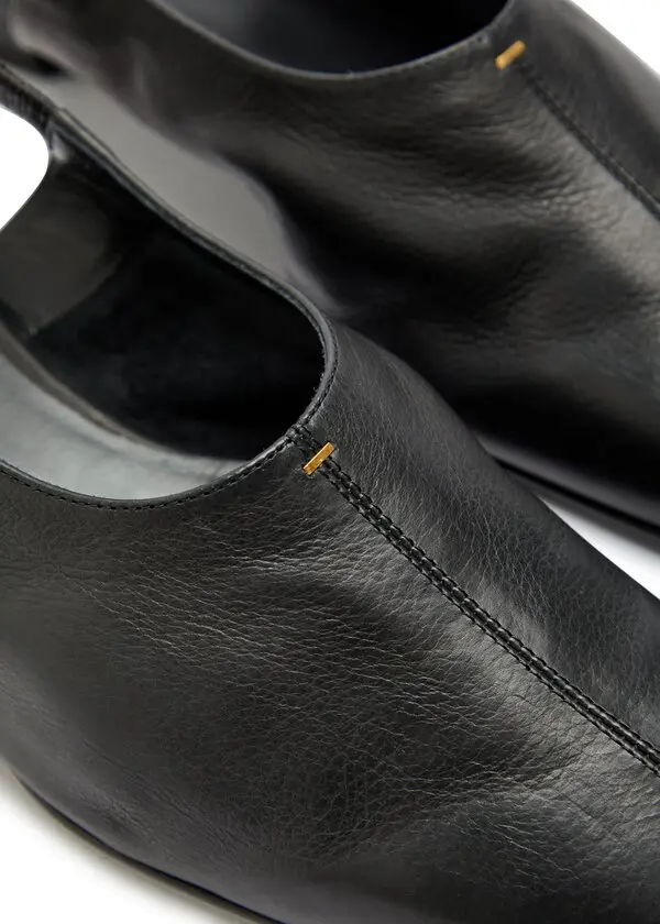 Khaite Cecilia Grained Leather Slingback Flats - Black