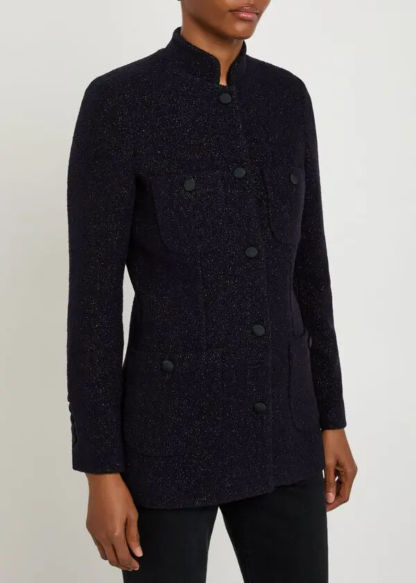 LIBEROWE Metallic Tweed Jacket - Navy