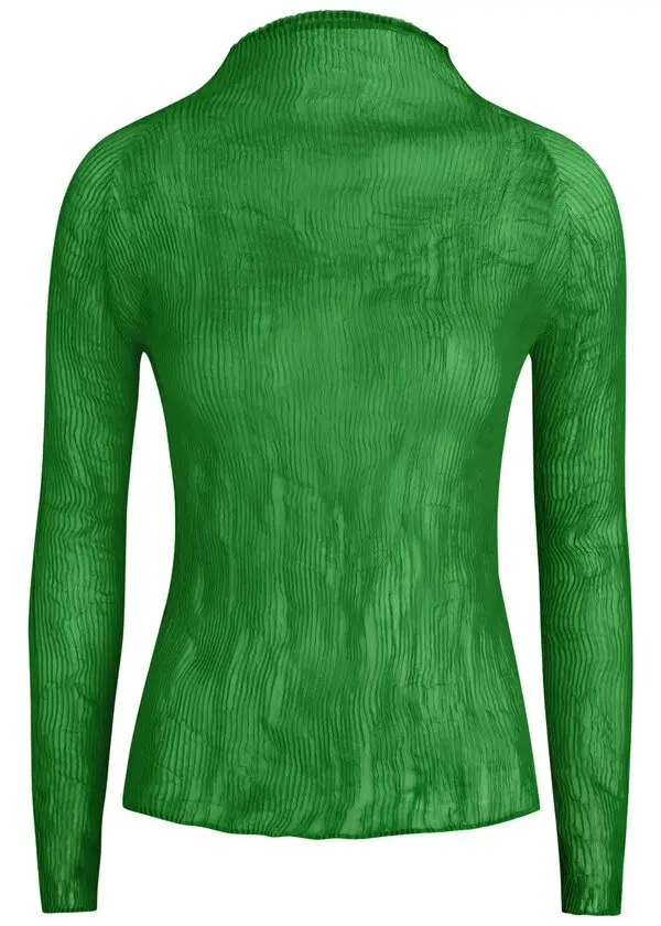 Issey Miyake Pleated Chiffon Top - Green