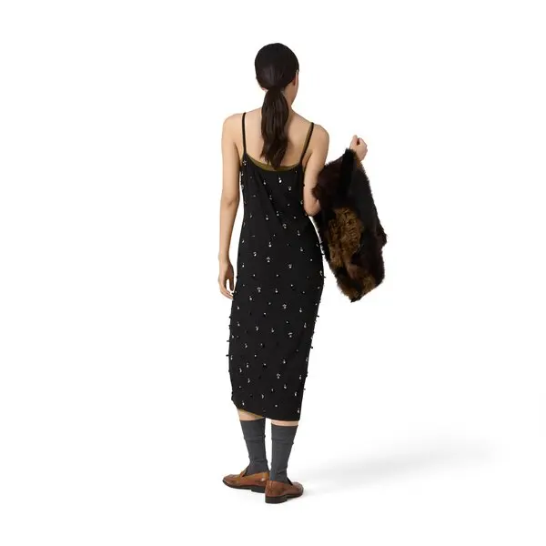 Miu Miu Embroidered Stretch Georgette Dress