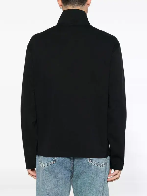 Emporio Armani Zip-up Point Collar Sweater - Black