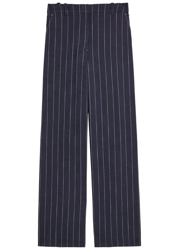 Simkhai Tavar Pinstripe Straight-leg Canvas Trousers - Navy
