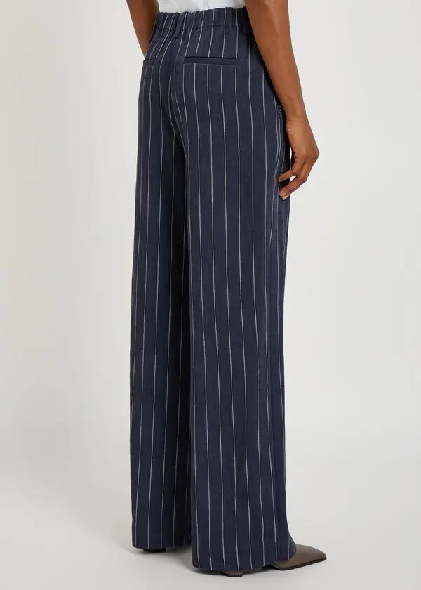 Simkhai Tavar Pinstripe Straight-leg Canvas Trousers - Navy