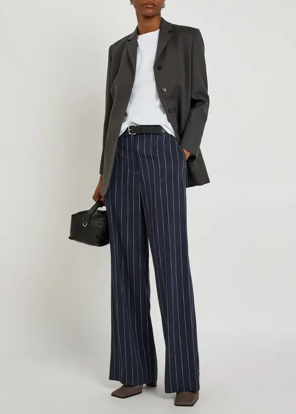 Simkhai Tavar Pinstripe Straight-leg Canvas Trousers - Navy