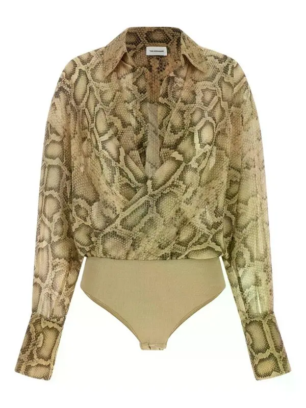 Andamane Paloma Python-print Bodysuit