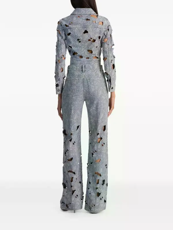 Alice + Olivia Embroidered Eyelet High-rise Jeans
