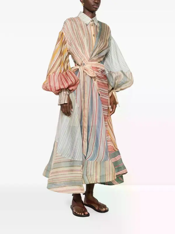 Zimmermann Rebellion Striped Midi Dress - Neutrals