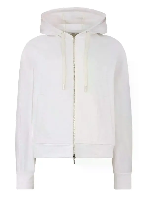 Peserico Zip-fastening Hoodie With Embellished Back