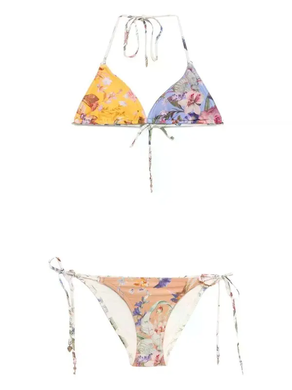 Zimmermann Floral Patience Triangle Bikini - Neutrals