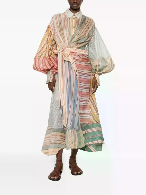 Zimmermann Rebellion Striped Midi Dress - Neutrals