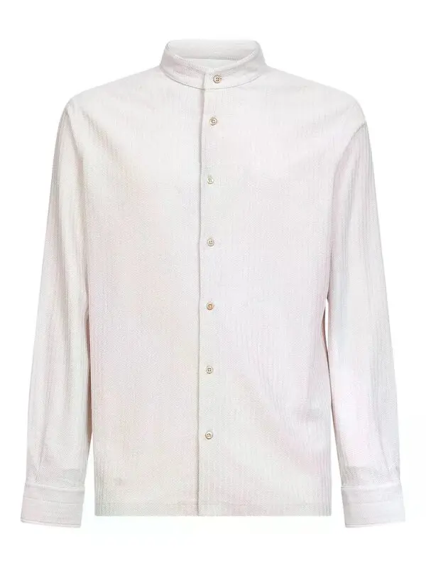 Brunello Cucinelli Mandarin Collar Long-sleeves Shirt - Neutrals