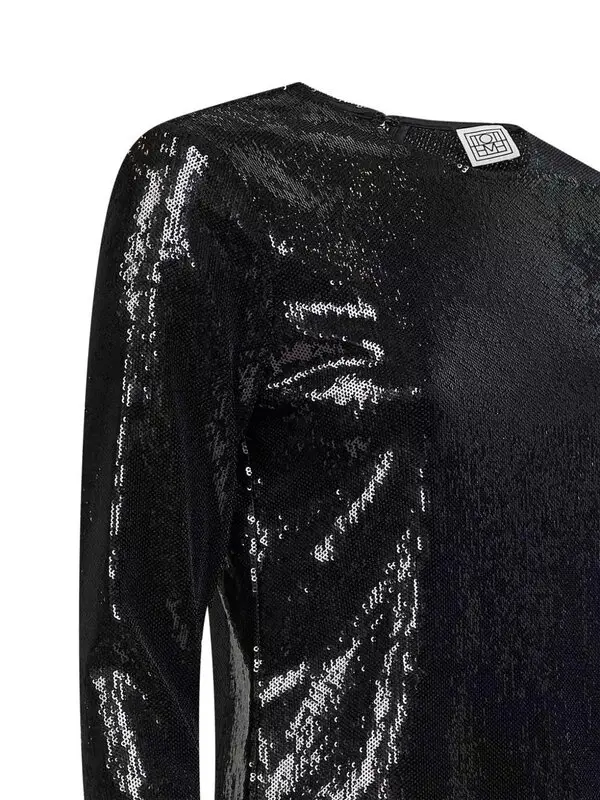 TOTEME Sequin Embellished Crewneck Top - Black