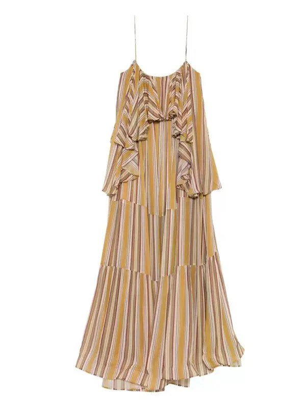 Zimmermann Rebellion Ruffled Striped Maxi Dress - Yellow