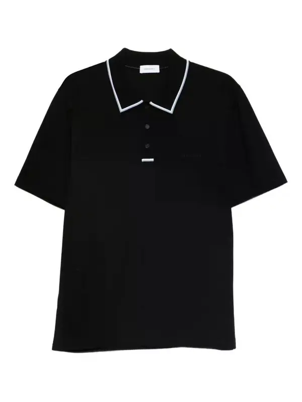 FERRAGAMO Stripe-detail Polo Shirt - Black
