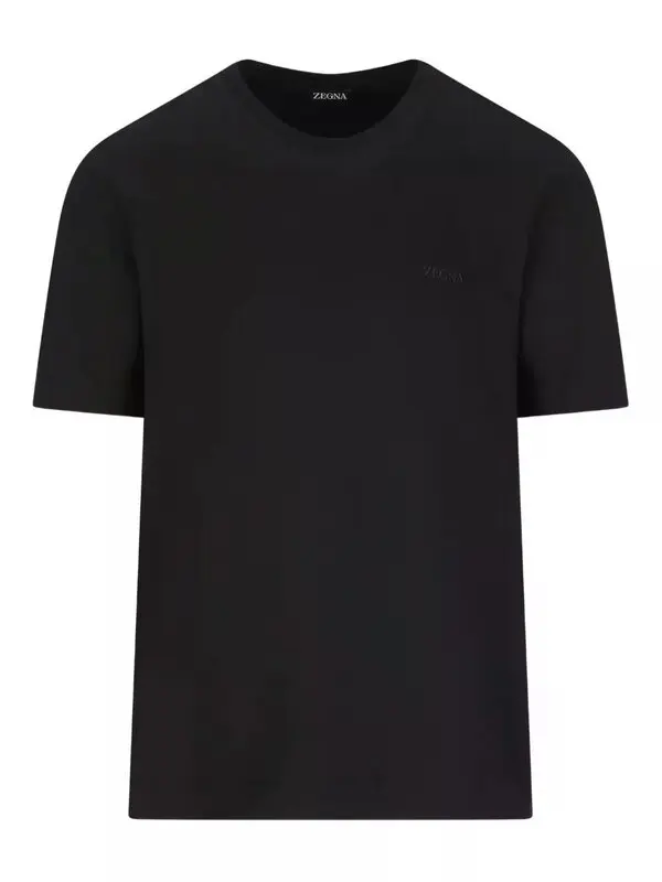 Zegna Logo-embroidered T-shirt - Black
