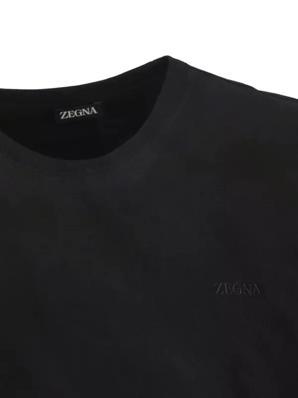 Zegna Logo-embroidered T-shirt - Black